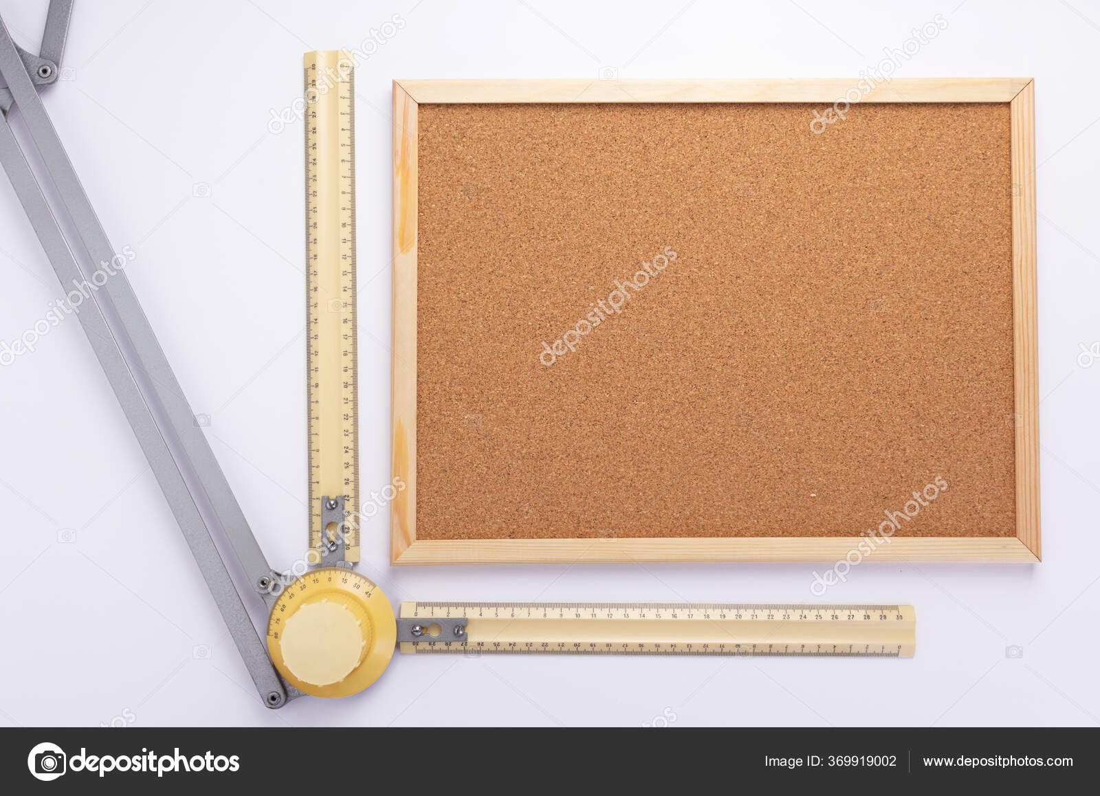 Ruler Drafting Drawing Table White Background Top View Stock Photo by ...