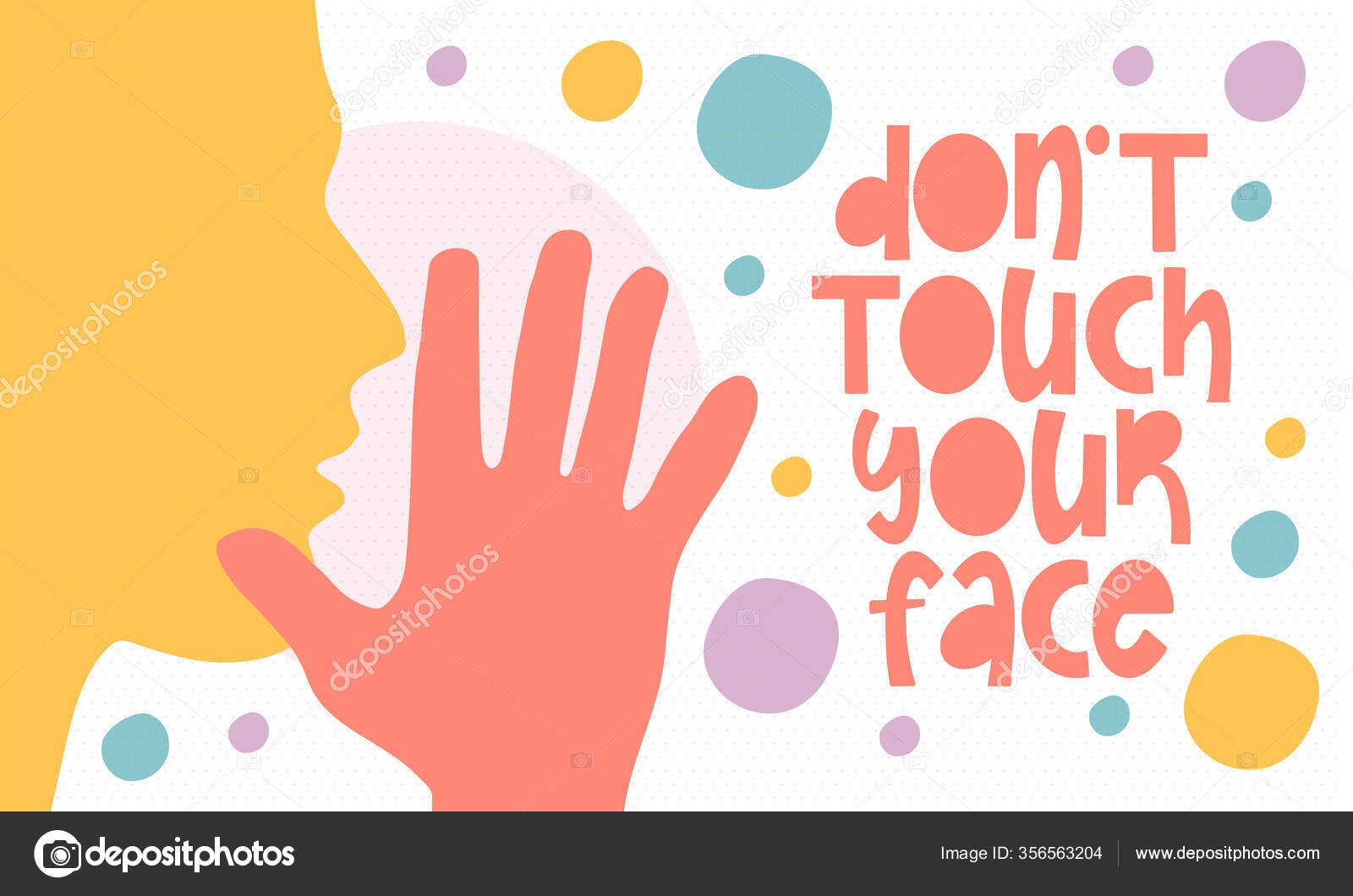 Don Touch Your Face Health Care Poster Handwritten Font Best — Stock ...