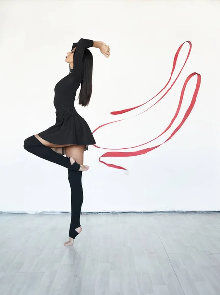 Gothic Gymnast Does Splits — Stock Photo © alexplonsky #184292576