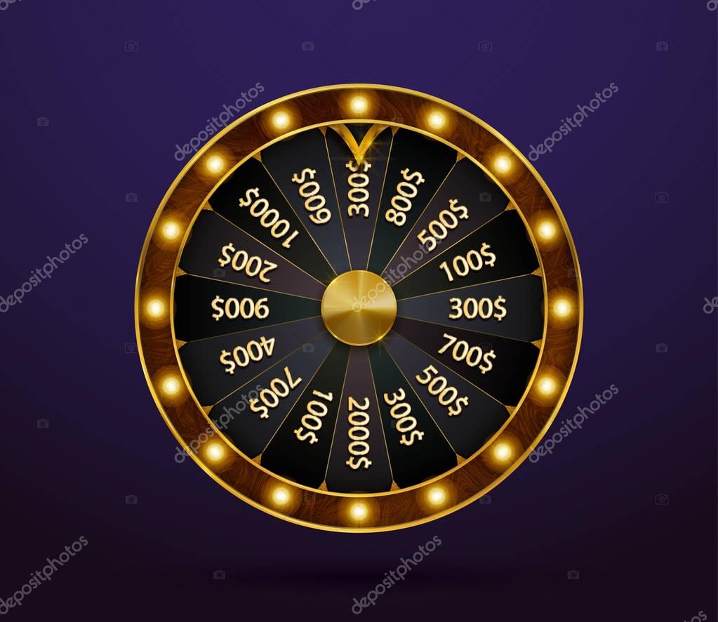 Rueda de la fortuna, giro del juego, 3d suerte realista girando, ruleta ...