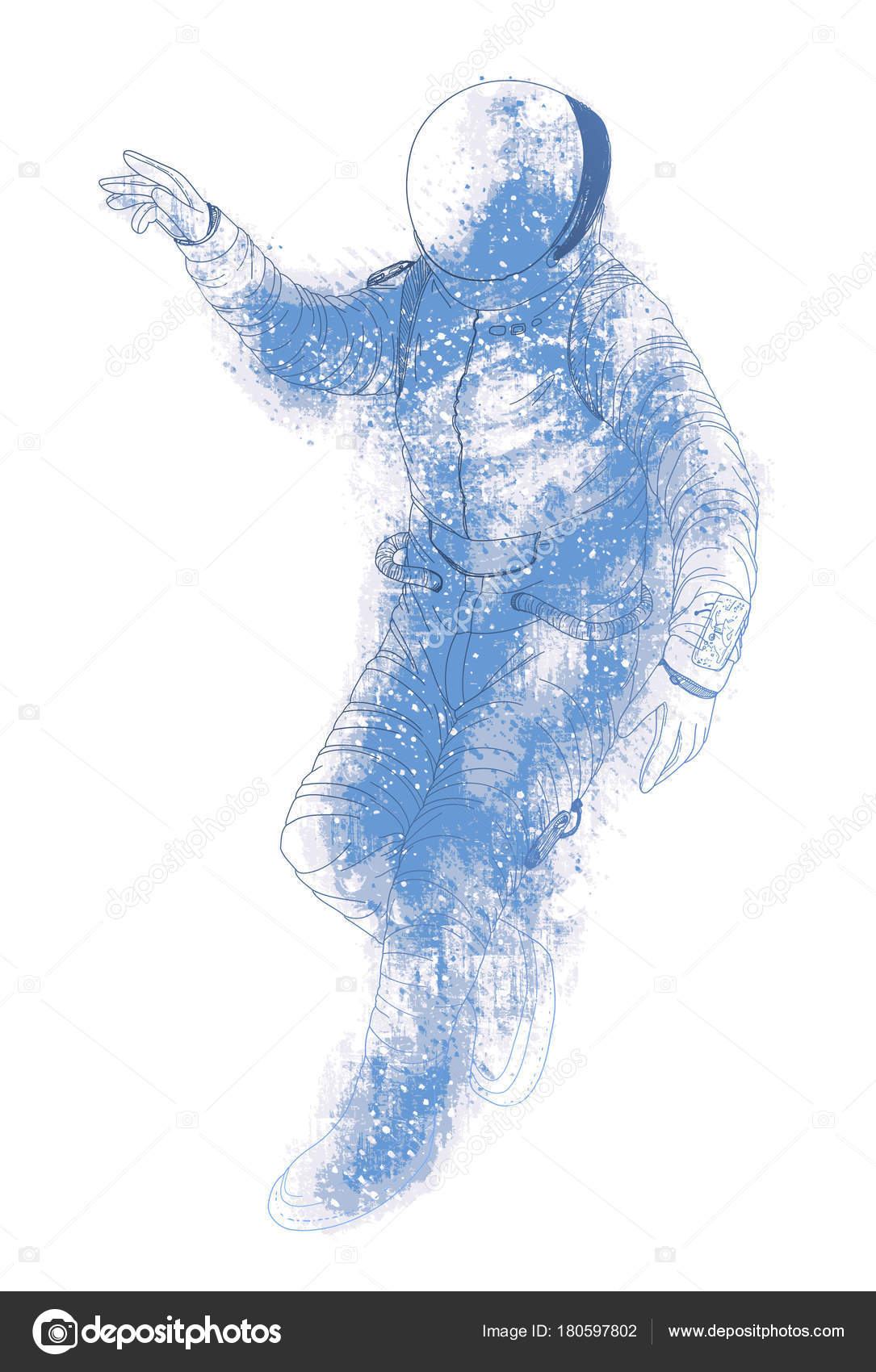 Space Outline Contour Astronaut Hand Drawn Vector Illustration ⬇ Vector ...