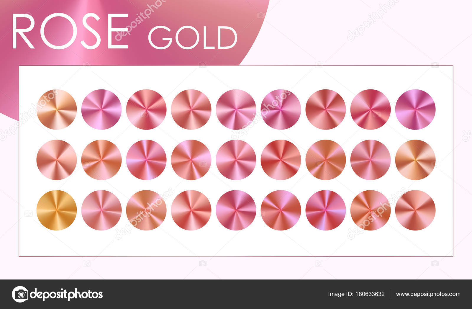 Trendy Rose Gold Set Gradient Collection Pink Red Yellow Colors Stock ...