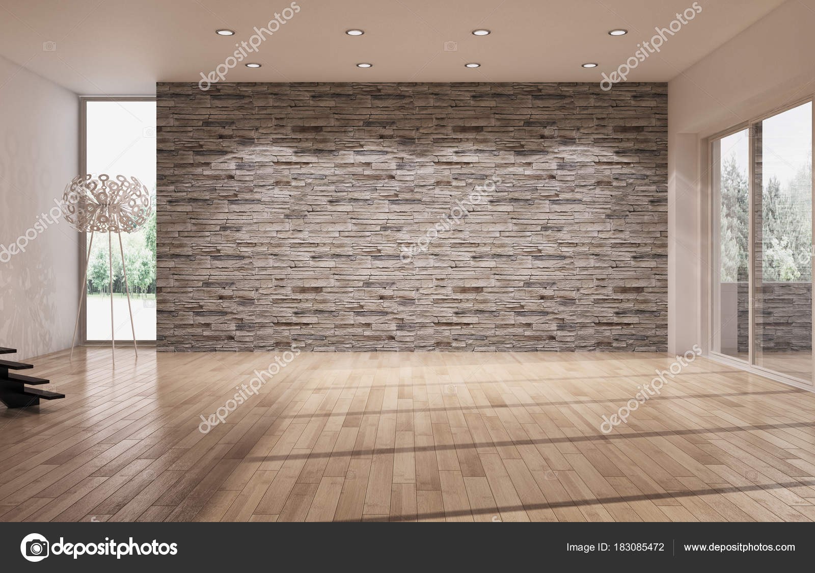 Modern bright interiors 3D rendering illustration — Stock Photo ...