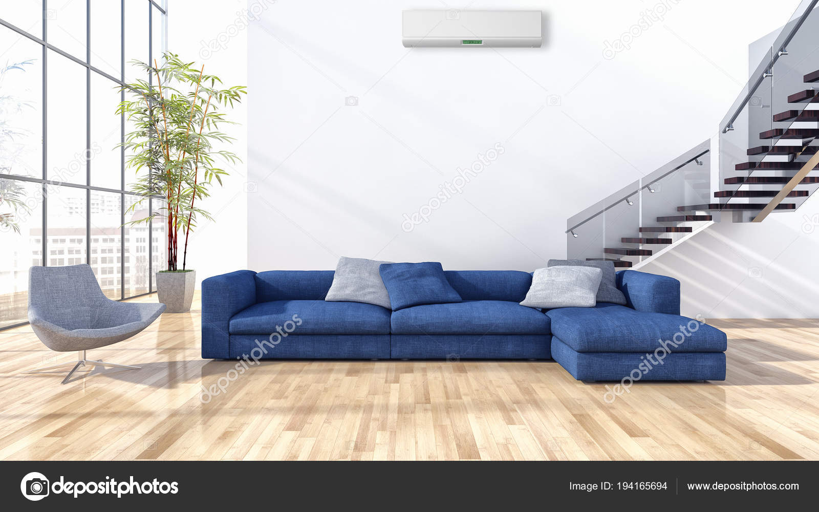 Modern bright interiors apartment 3D rendering illustration — Stock ...