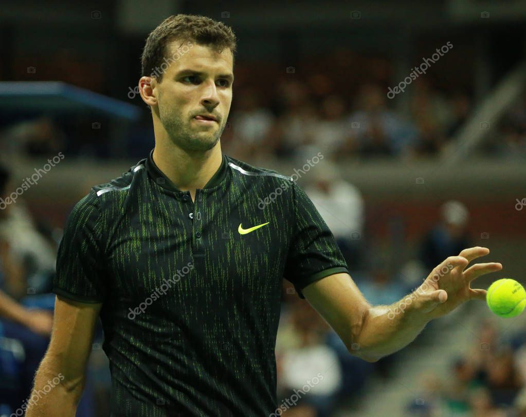 Professional tennis player Grigor Dimitrov of Bulgaria in action during ...