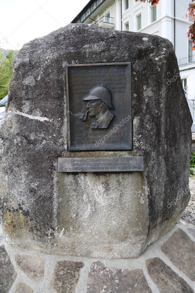 Una placa en el Reichenbach cae donde según Sir Arthur Conan Doyle ... Una placa en el Reichenbach cae donde según Sir Arthur Conan Doyle ...