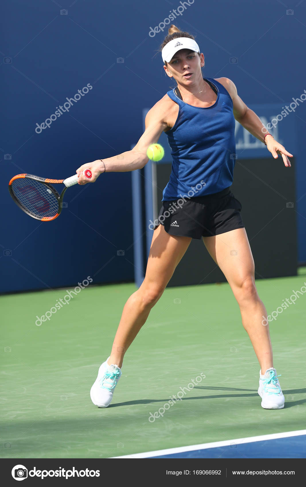 Professional tennis player Simona Halep of Romania in practice for US ...