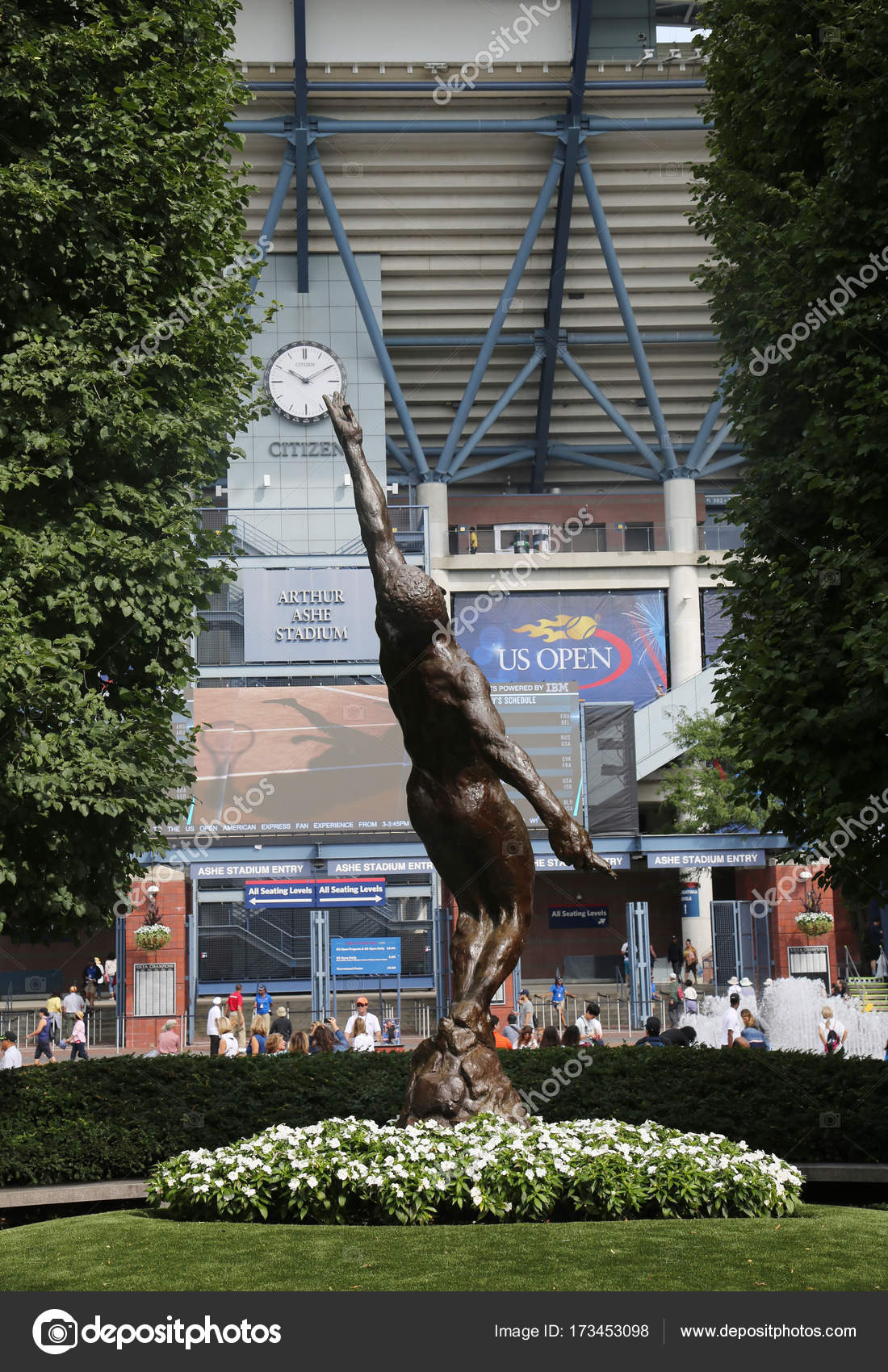 Arthur Ashe Statue in front of the Arthur Ashe Stadium at the Billie ...