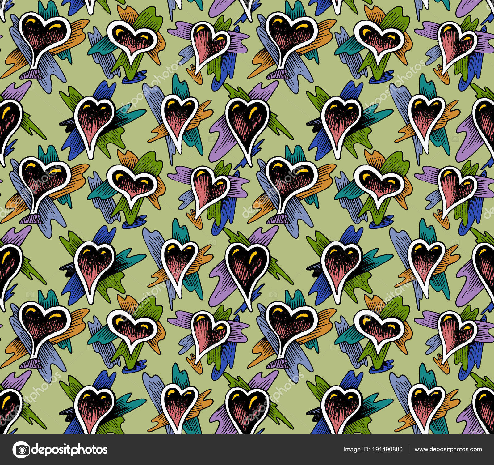 Pattern Hearts Seamless Woven Pattern Design Print Textile Fabric ...