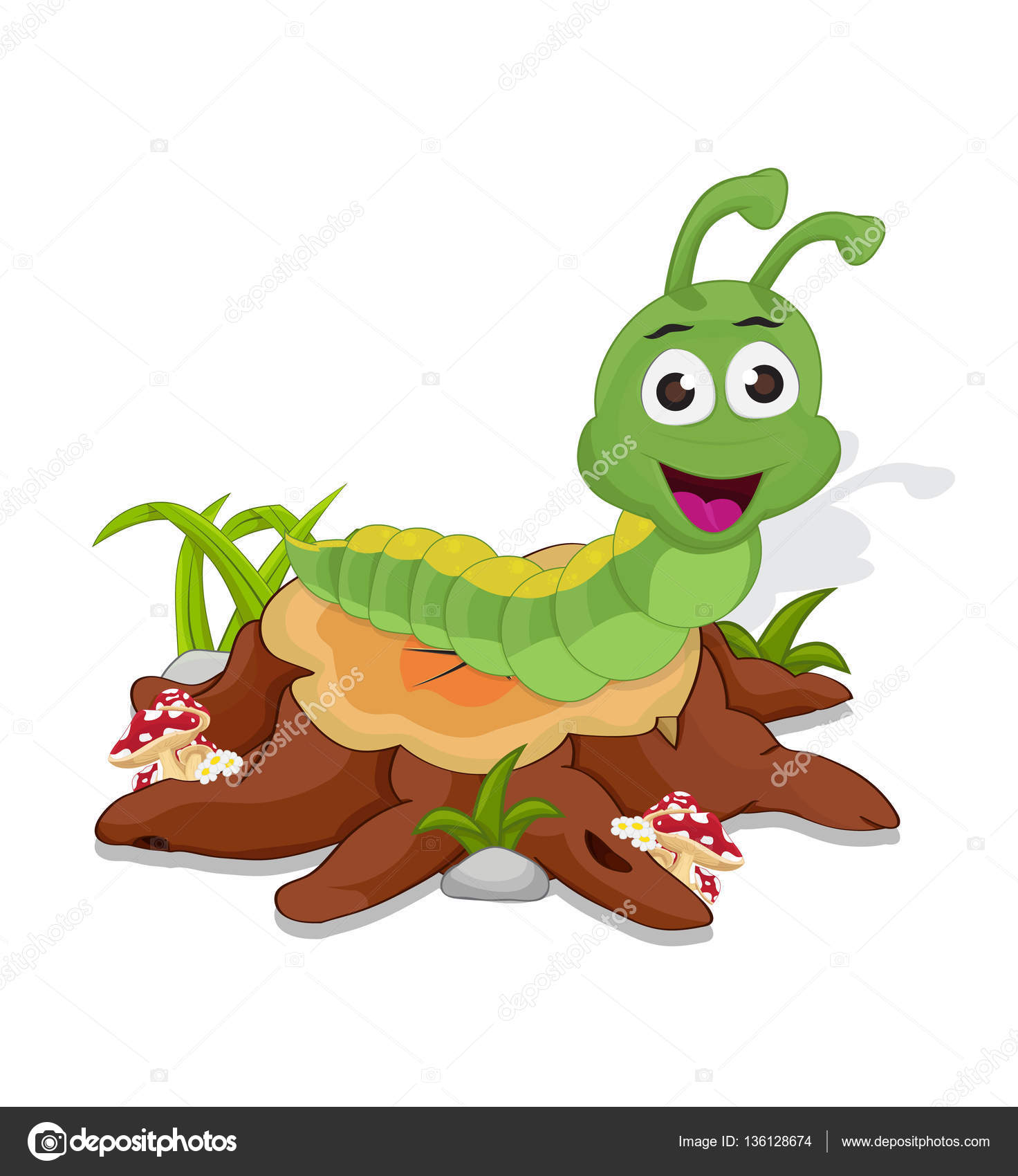 Cartoon caterpillar on cutting tree Stock Vector Image by ©nopember3079 ...