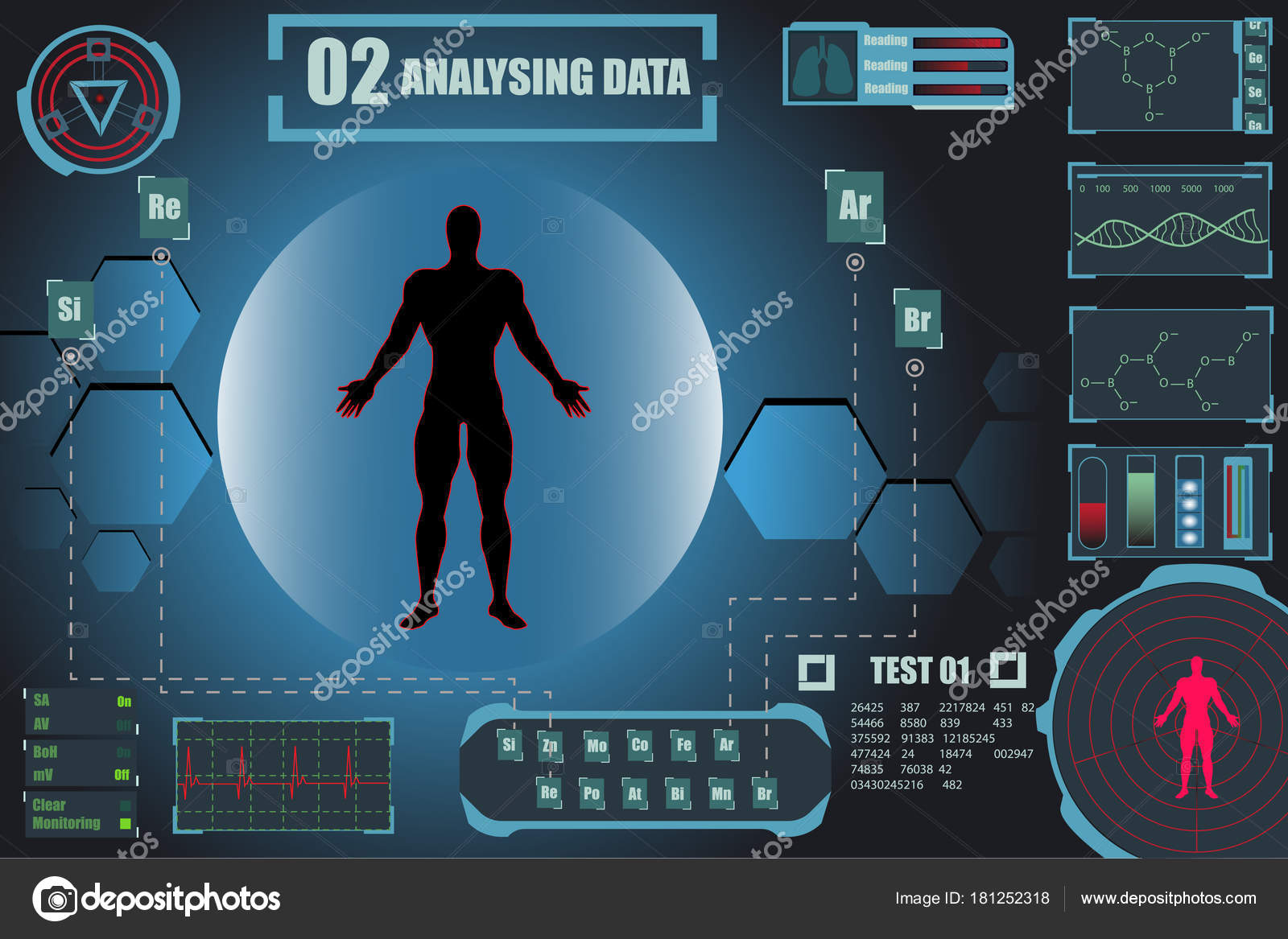 Human Hud Infographic Elements Display Set Virtual Interface Elements ...