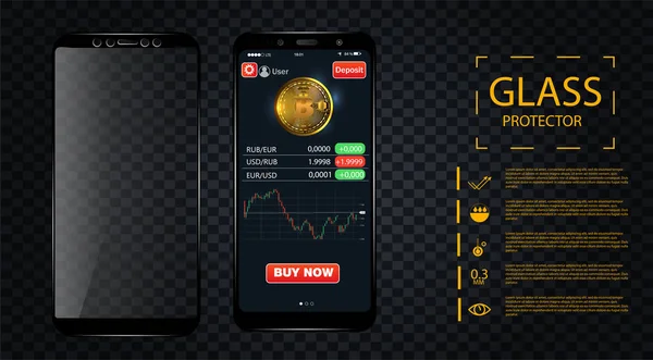 Screen protect Glass. Vector screen protector film or glass cover ...