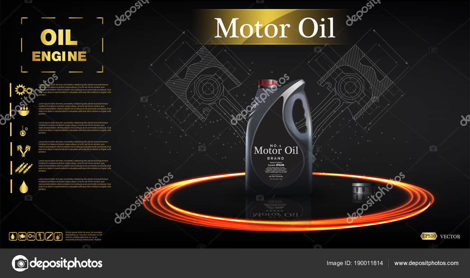 Engine Oil Advertisement Background Motor Oil Light Golden Bokeh ...