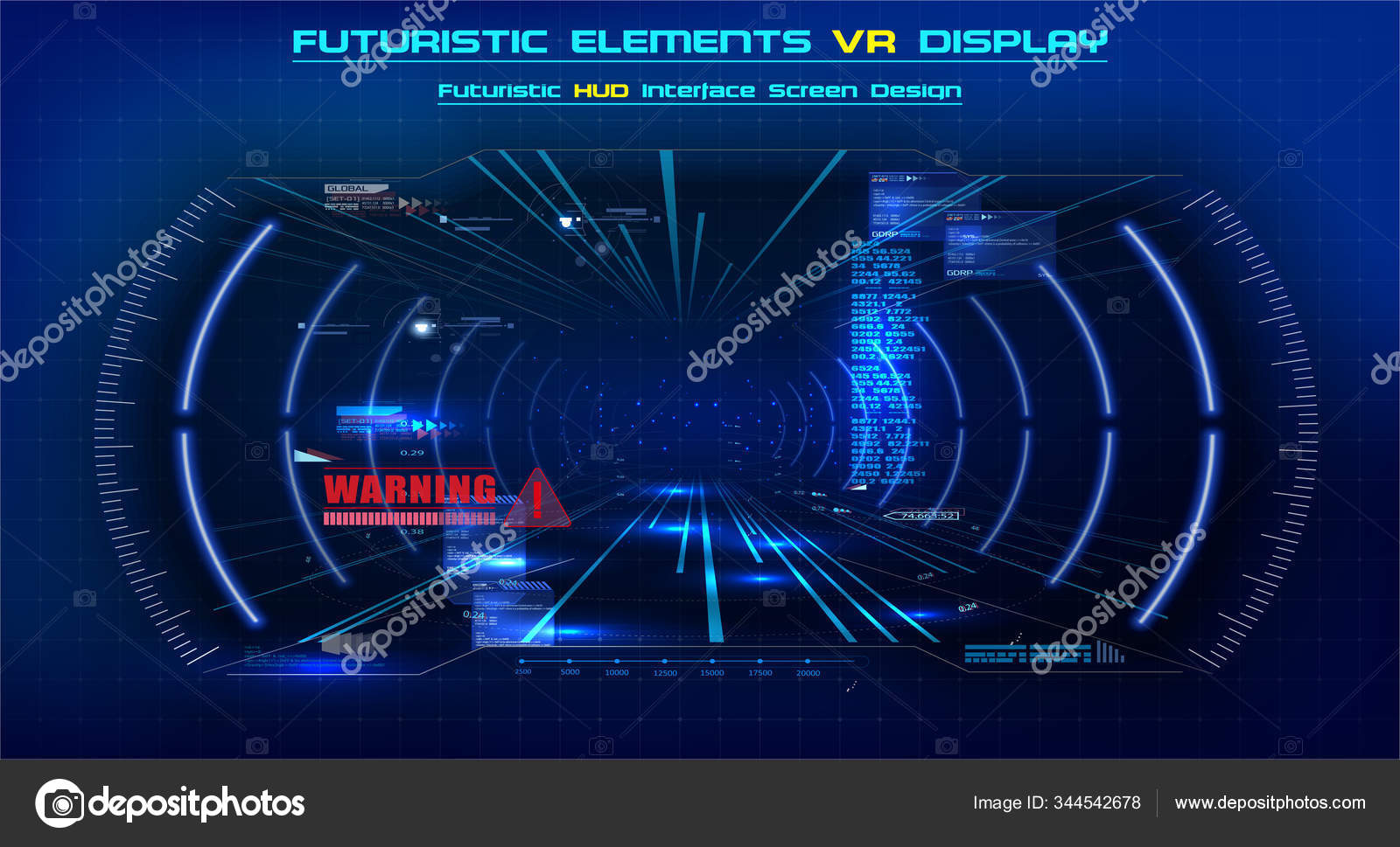 VR in modern style. Futuristic Vector HUD GUI UI UX Interface Screen ...