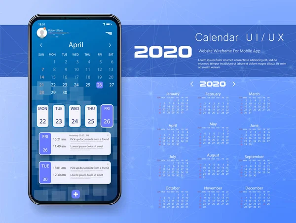 Smartphone with calendar template for mobile apps Stock Vector Image by ...