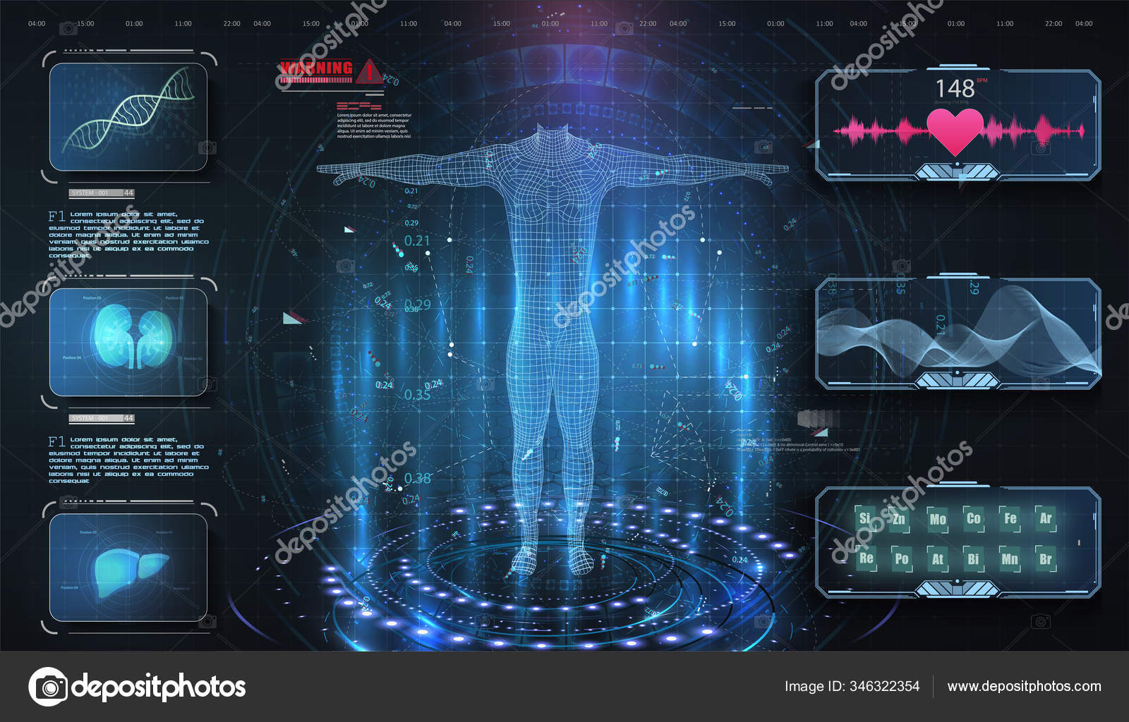 Medical examination in style HUD, UI, UX, GUI. Medical Health Care ...
