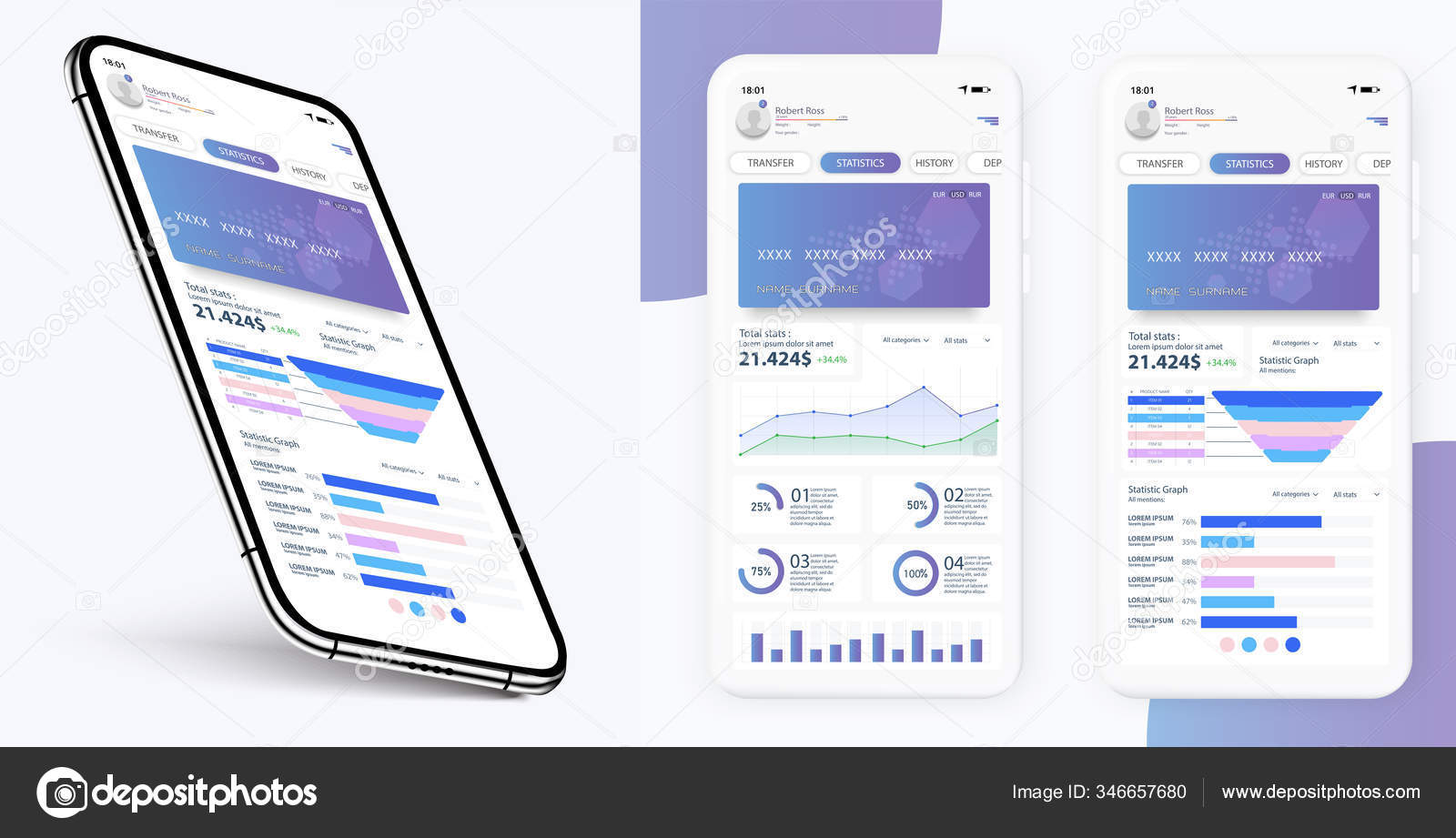 Online Banking Mobile Apps UI, UX, GUI set with wallet, shopping, my ...