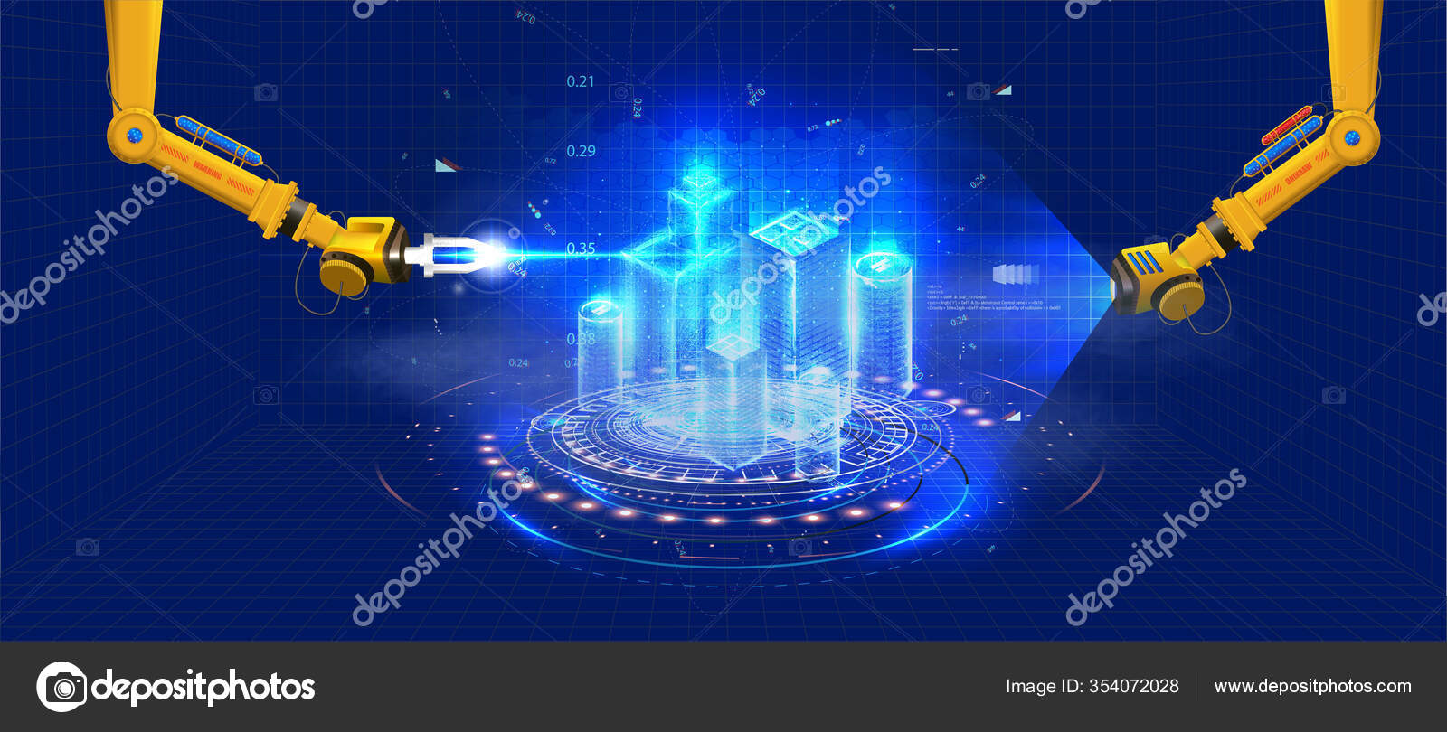 Robot with artificial intelligence create design house or home ...