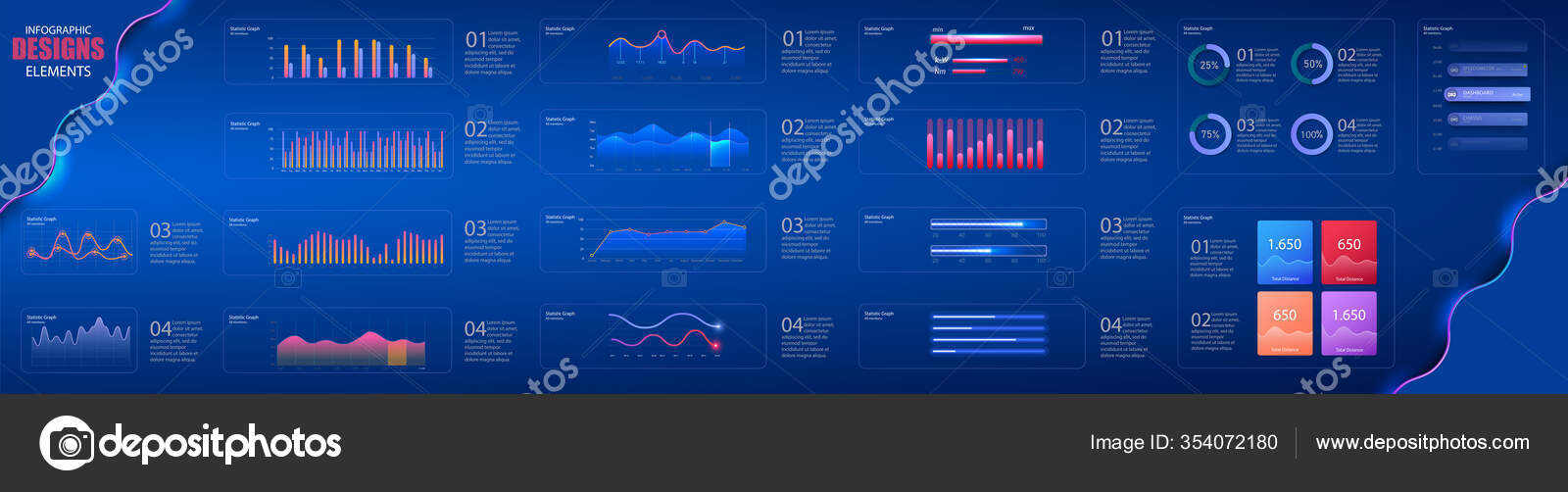 Infografik-Dashboard-Vorlage mit flachen Design-Diagrammen und ...
