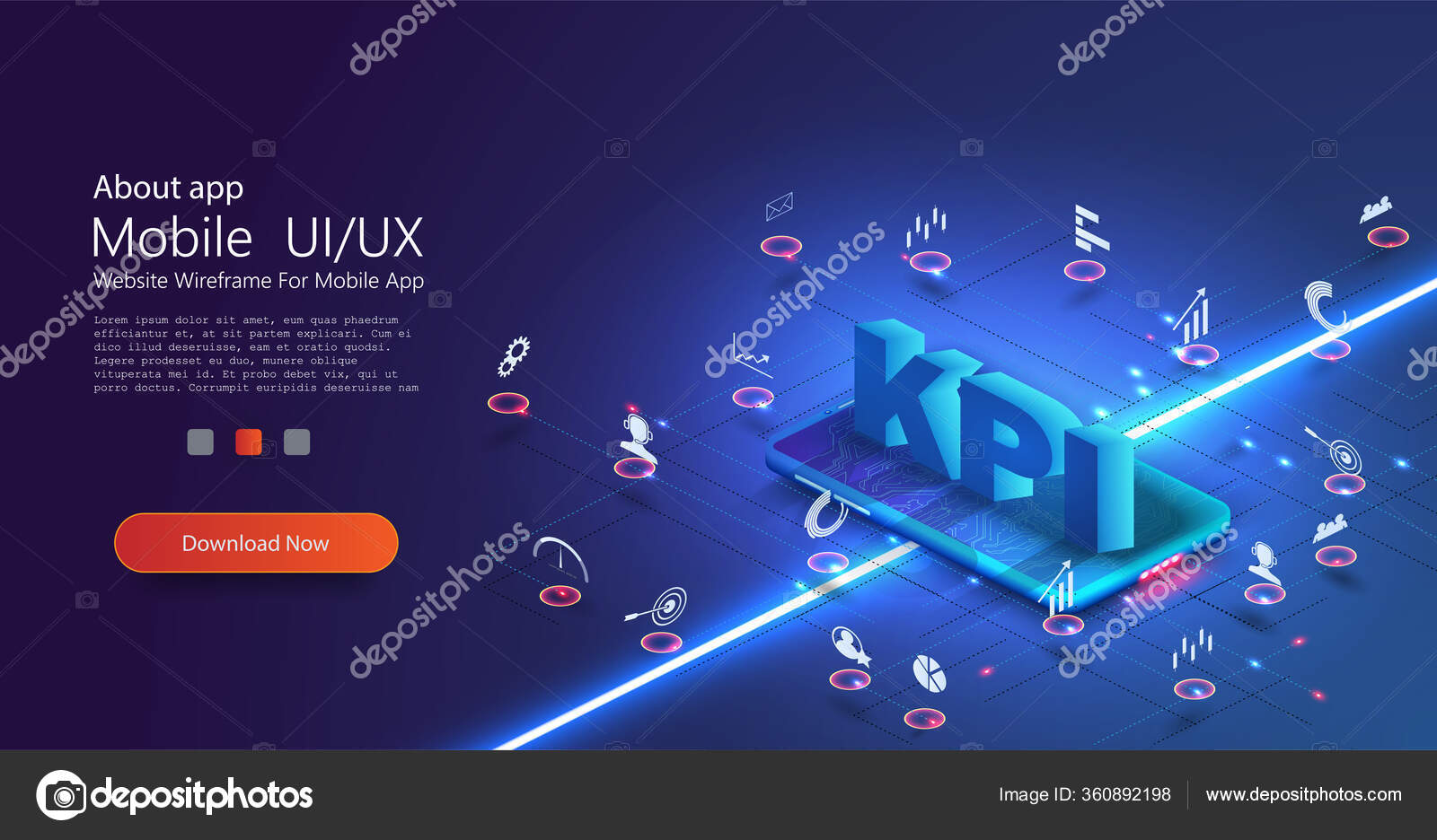 Banner KPI concept with icons. KPI Key Performance Indicators concept ...