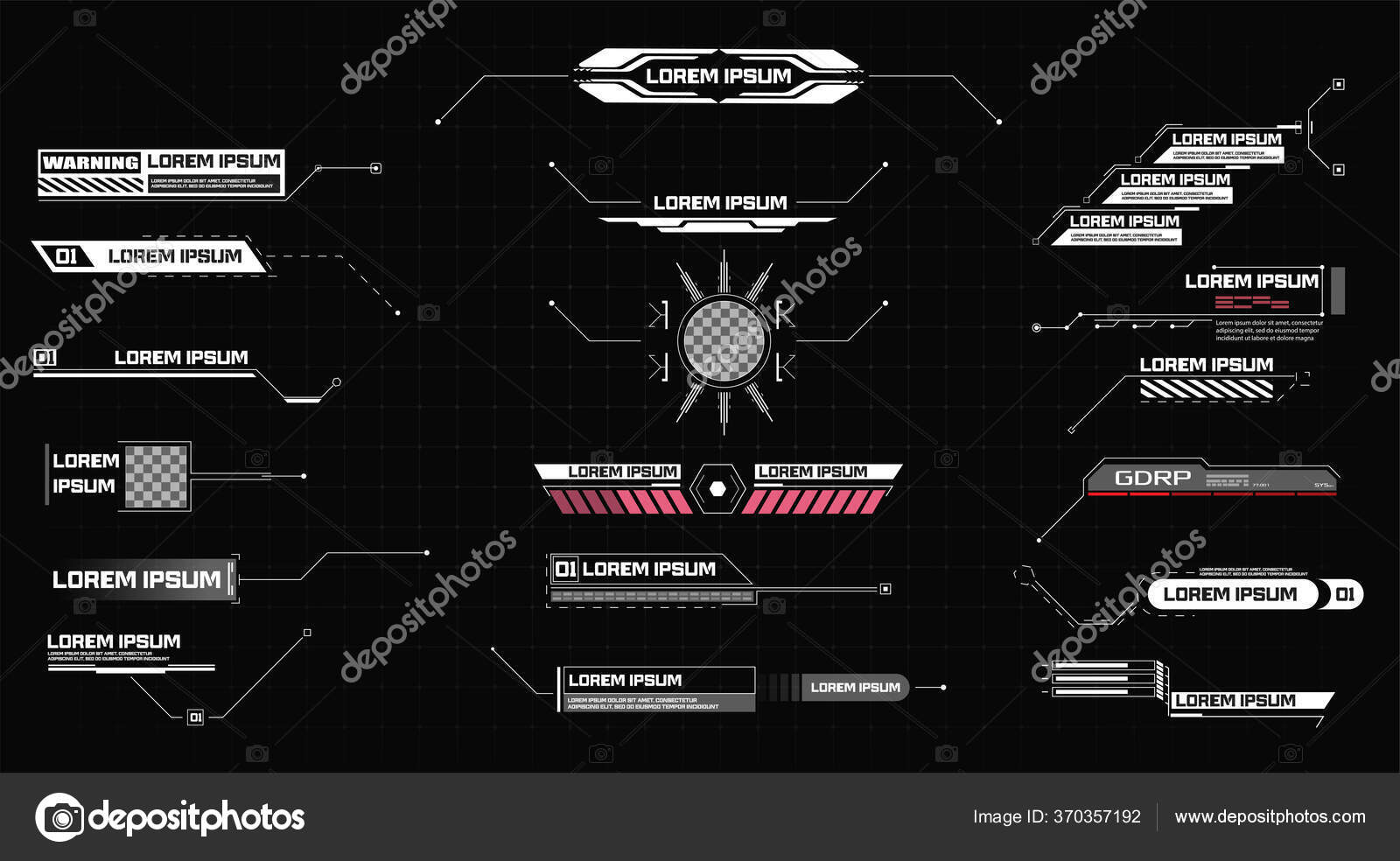 Vector futuristic interface hud design. Digital data visualization ...