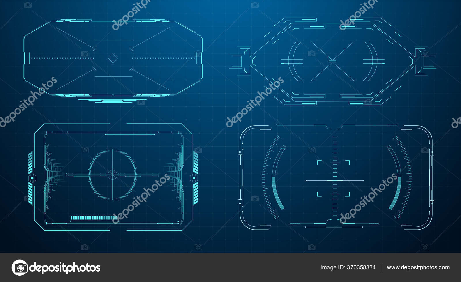 HUD futuristic frame. Game target borders, sci-fi empty banners for ...