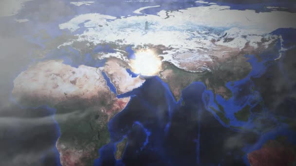 Nuclear Bomb Goes Seen Aerial Space Drone View Middle East — Stock ...