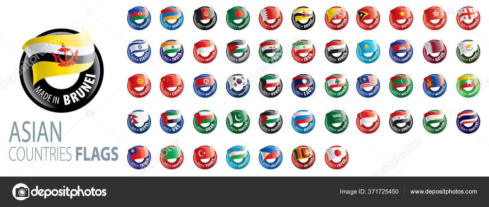 National flags of Asian countries. Vector illustrations Stock Vector by ...