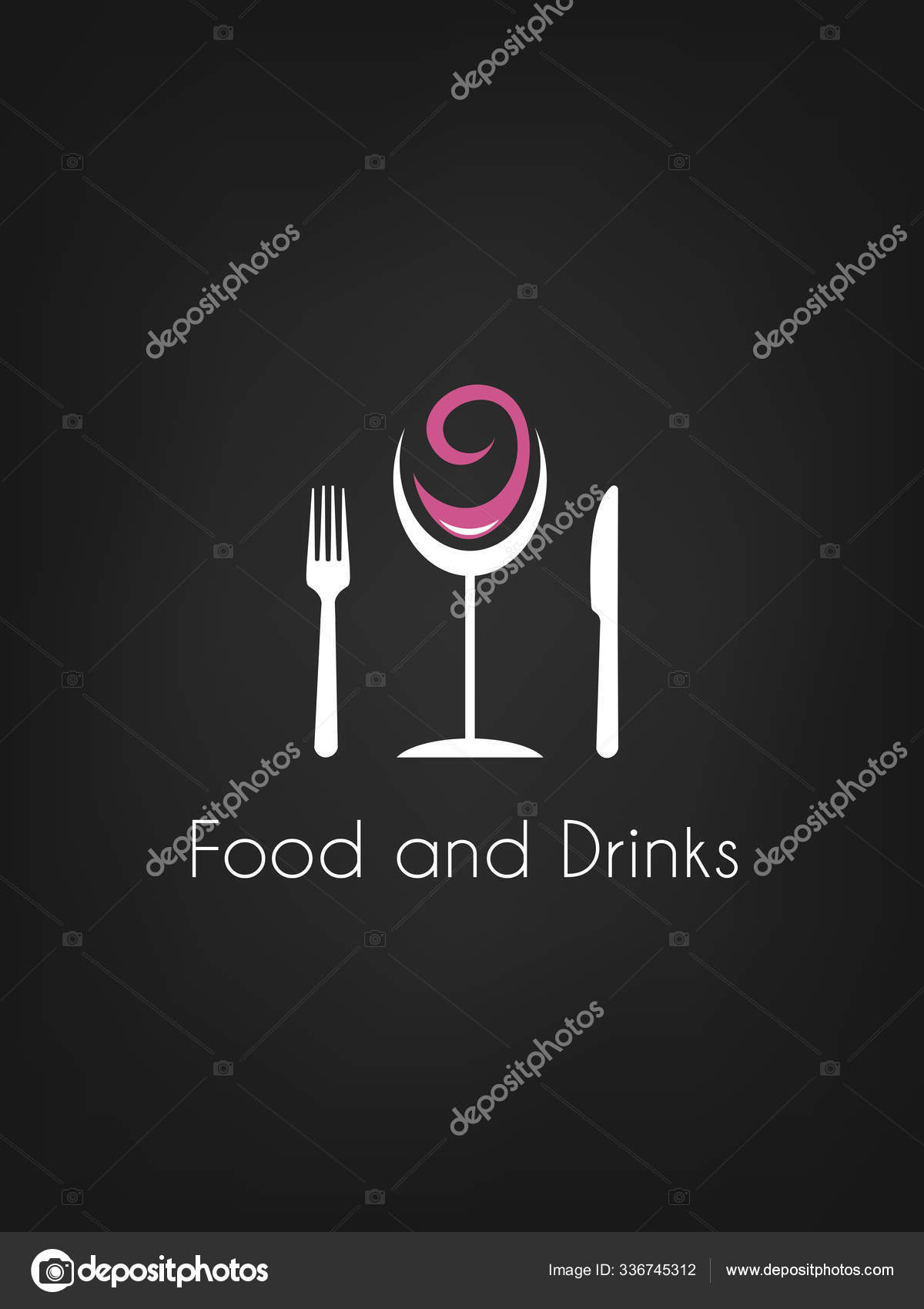 Food and drinks logo on a black background Stock Vector Image by ...