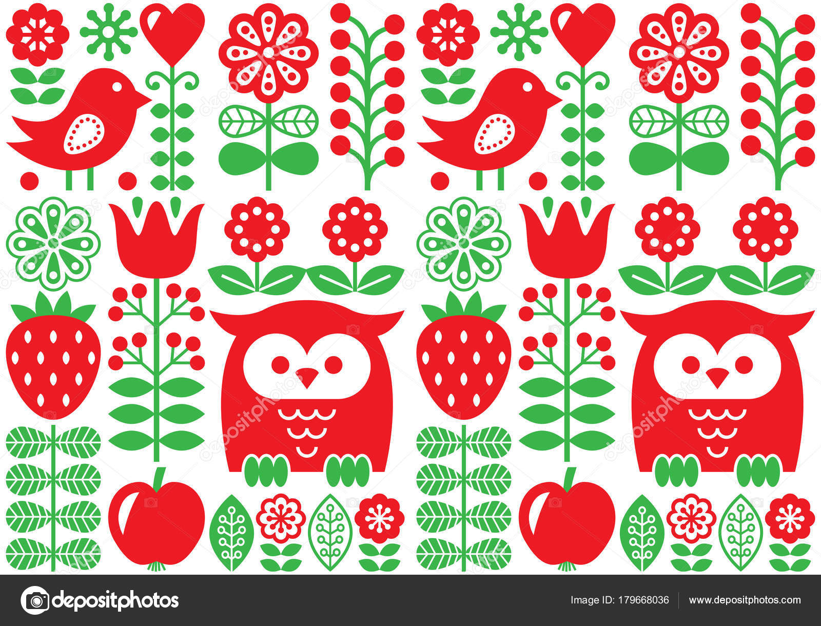 Finnish Inspired Seamless Vector Folk Art Pattern Scandinavian Design ...