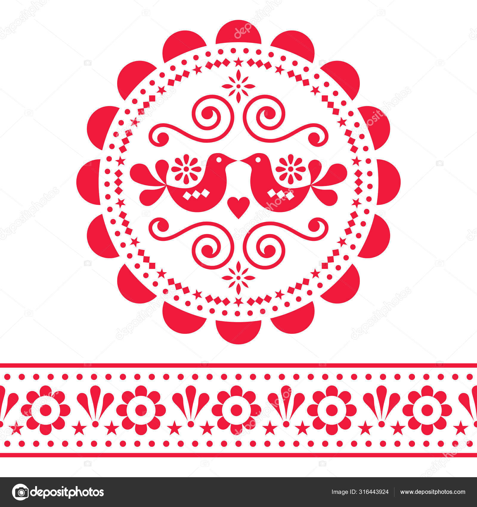 Scandinavian Folk Vector Design Pattern Set Seamless Design Cute Floral ...