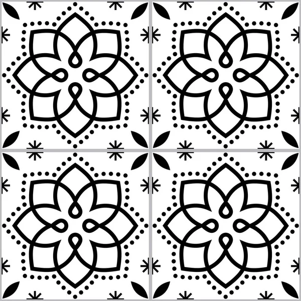 Tile Vector Seamless Azlejos Pattern Spanish Portuguese Mosaic Black ...