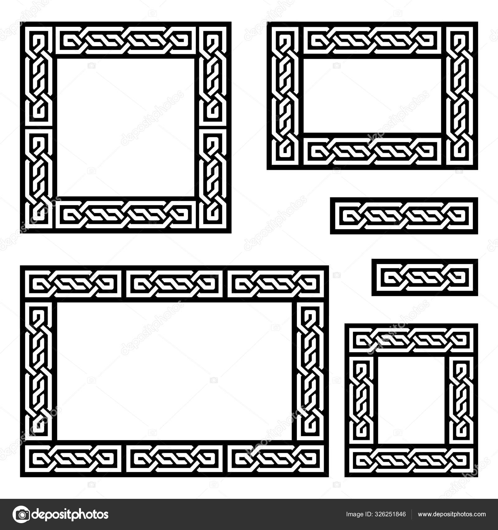 Celtic Vector Frame Border Pattern Collection Square Ractangle Shapes ...