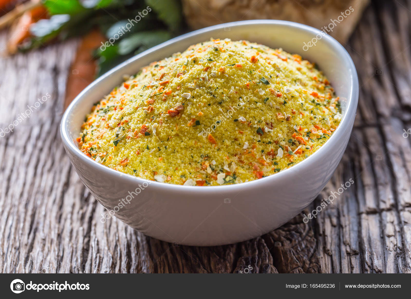 Vegeta seasoning spices condiment with dehydrated carrot parsley celery ...