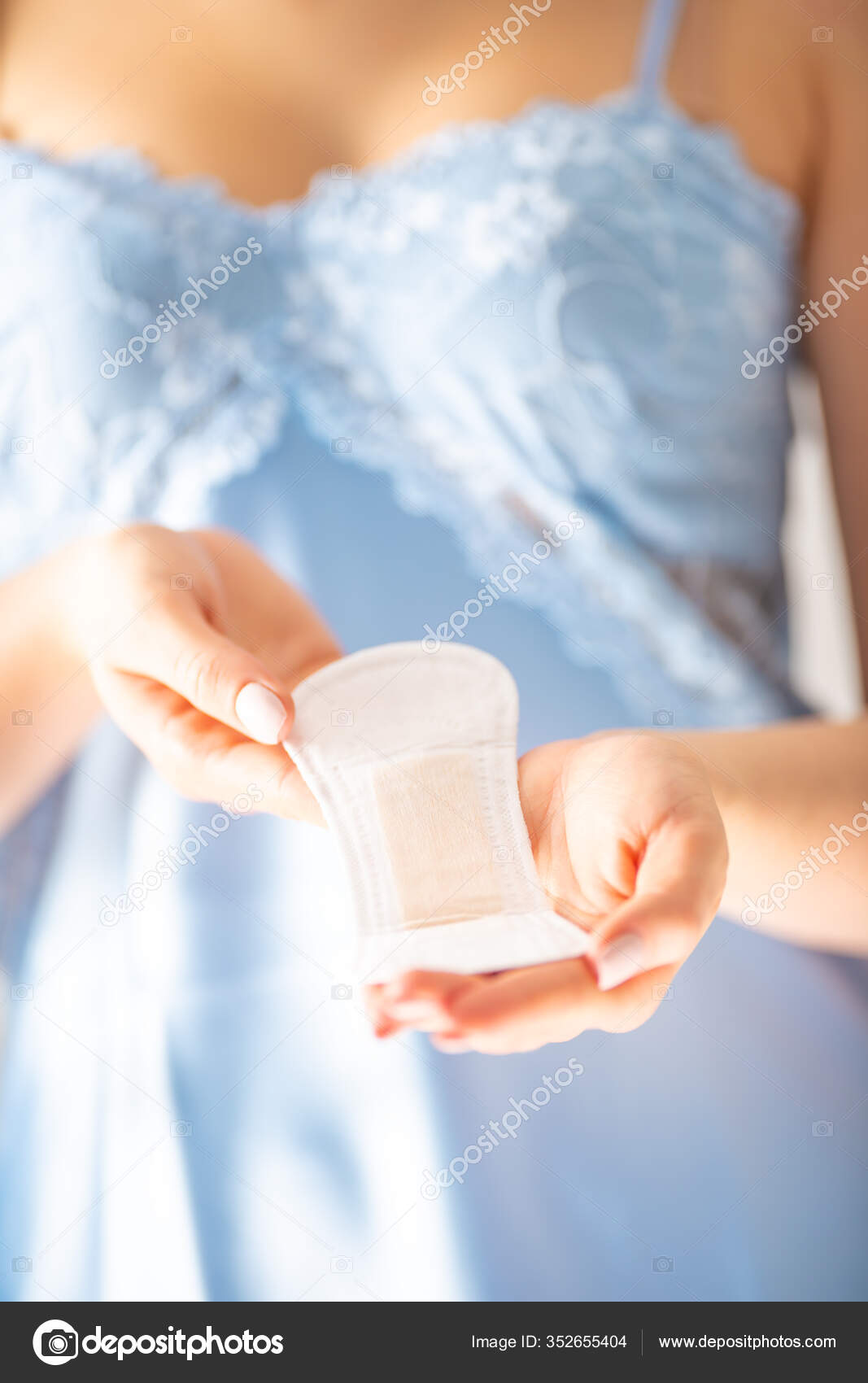 Young Woman Holding Menstrual Pad Sanitary Napkin Female Hygiene ...