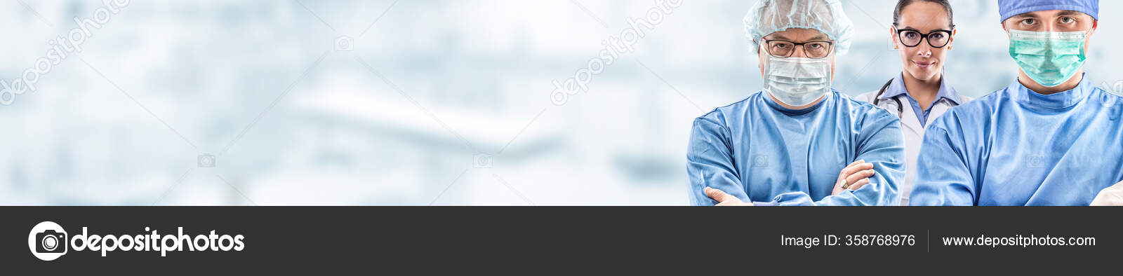 Portrait Team Three Doctors Face Mask — Stock Photo © weyo #358768976