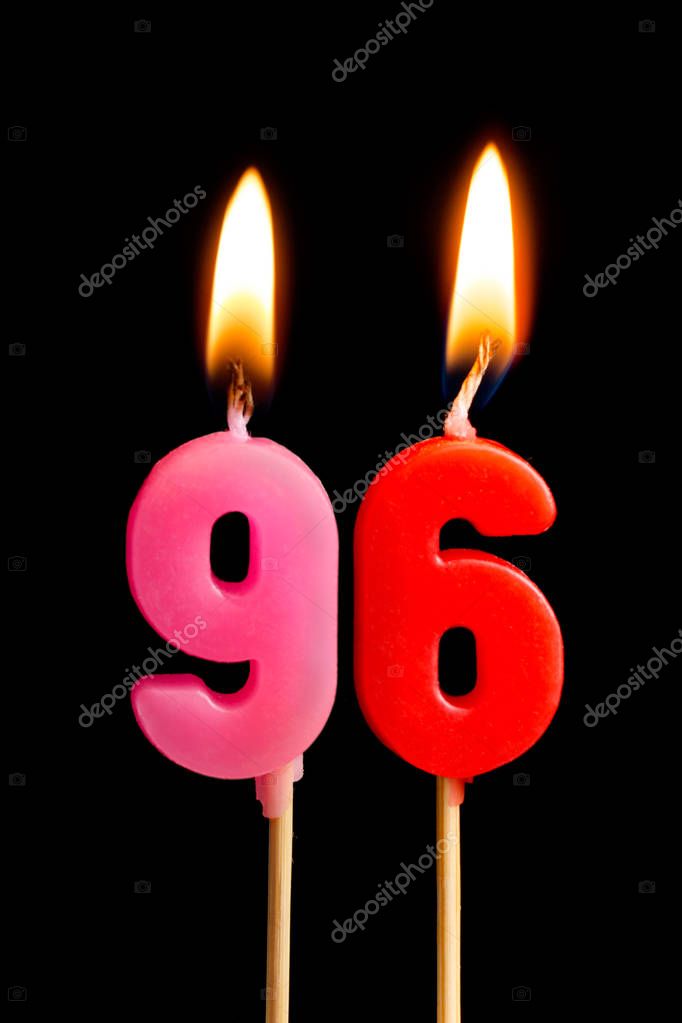 Velas ardientes en forma de 96 noventa y seis (n meros, fechas) para ...