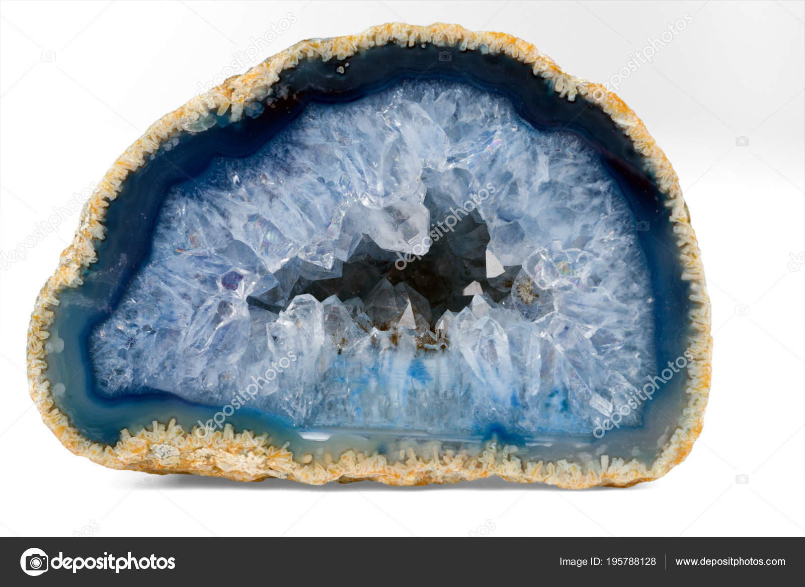 Geode Crystals Light Blue Color Cross Section Natural Stone — Stock ...