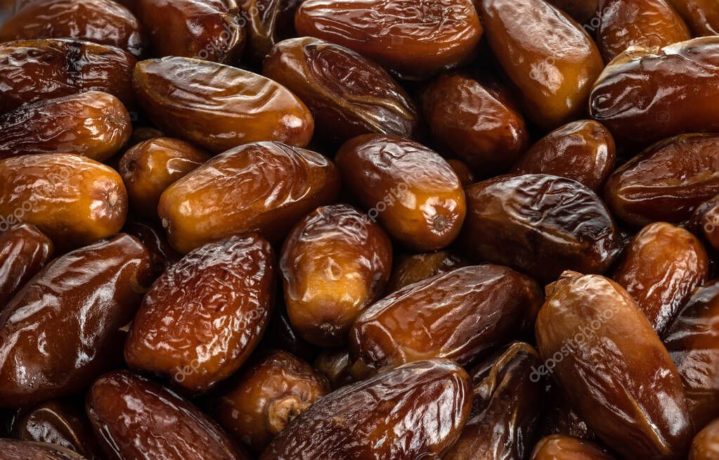 La textura de la superficie de dátiles secos seleccionados. Dulces ...