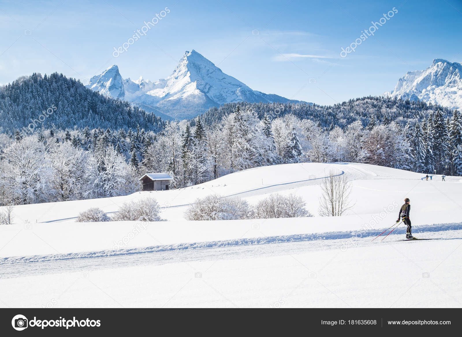 Winter wonderland with Watzmann in winter, Bavaria, Germany Stock Photo ...
