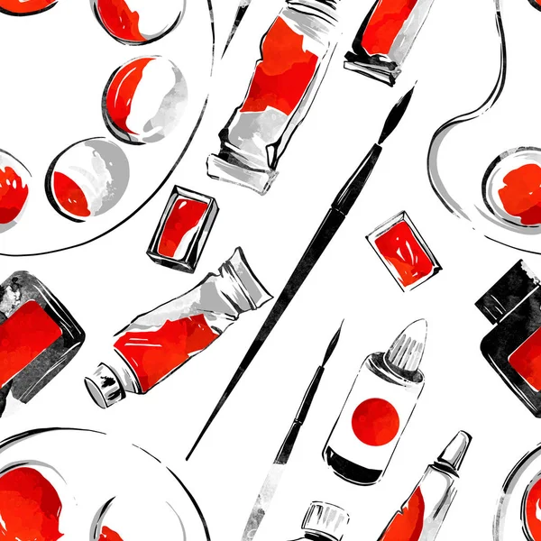 Watercolour Digital Hand Drawn Mix Seamless Pattern Imprints Wine ...