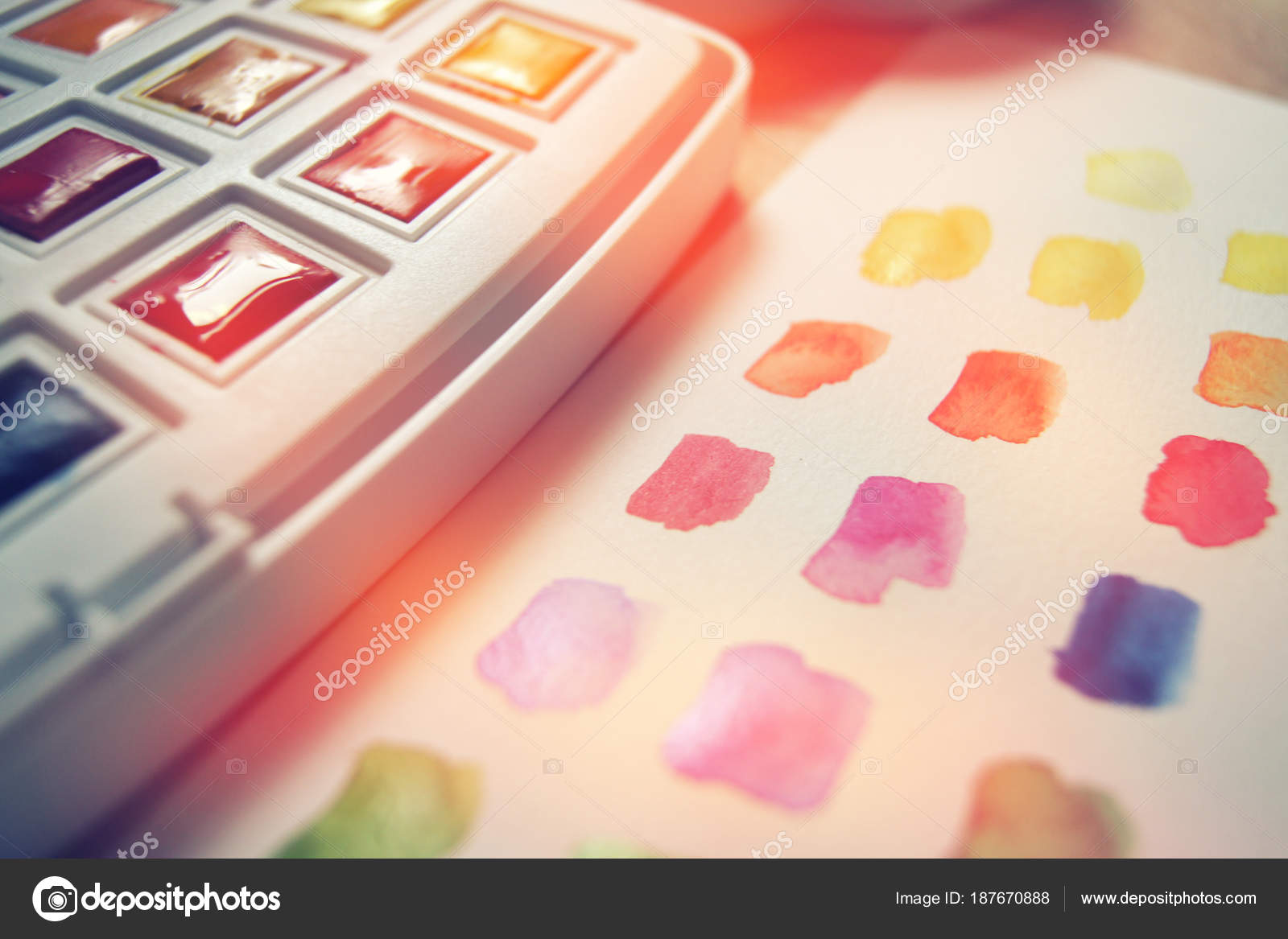 Photo Creative Process Test Paints Watercolor Paper — Stock Photo ...