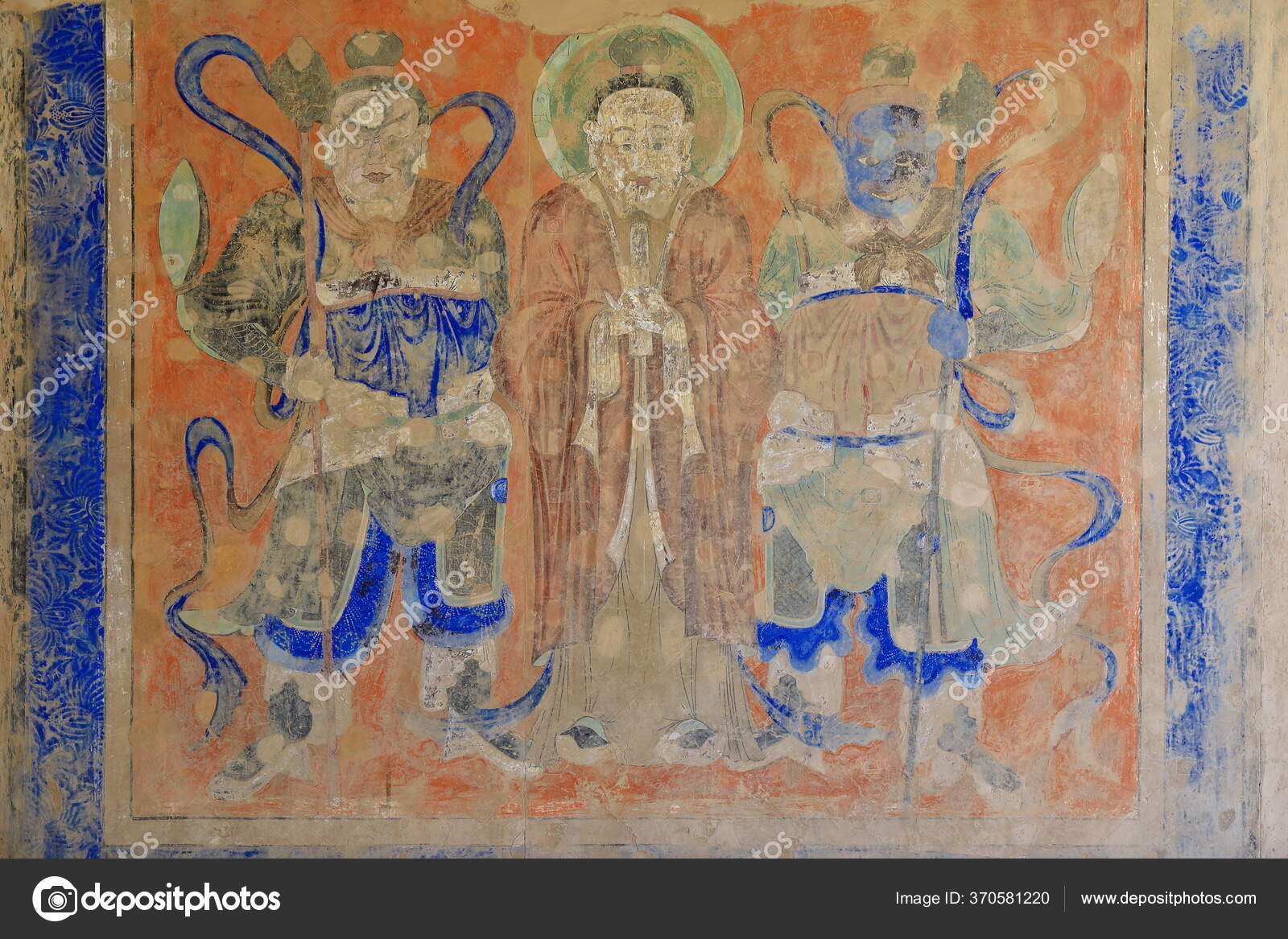 Buddha Vaisravana Left Virudhaka Right Two Four Heavenly Kings ...