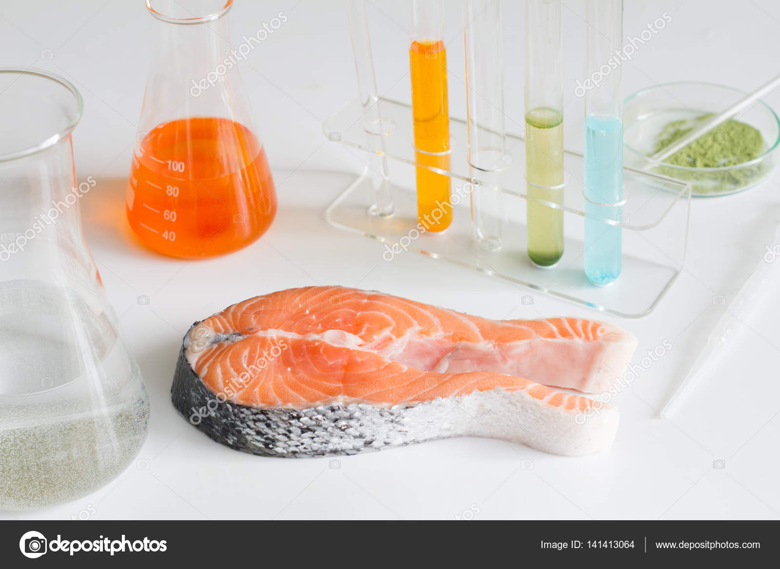 Test salmon fish in laboratory control of mercury and toxic dye Stock ...