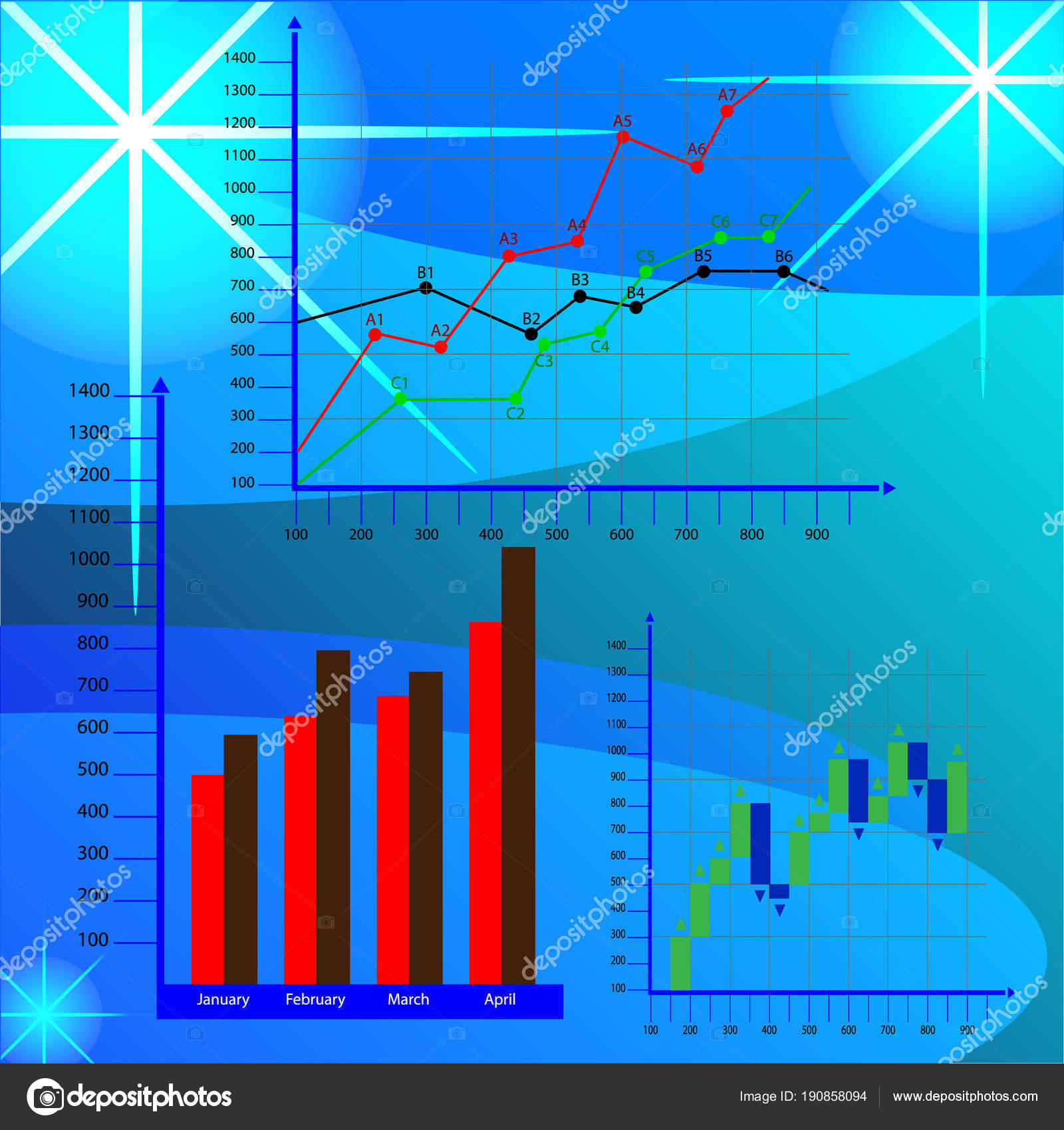 Economic charts, business charts Stock Vector by ©Tikofff 190858094