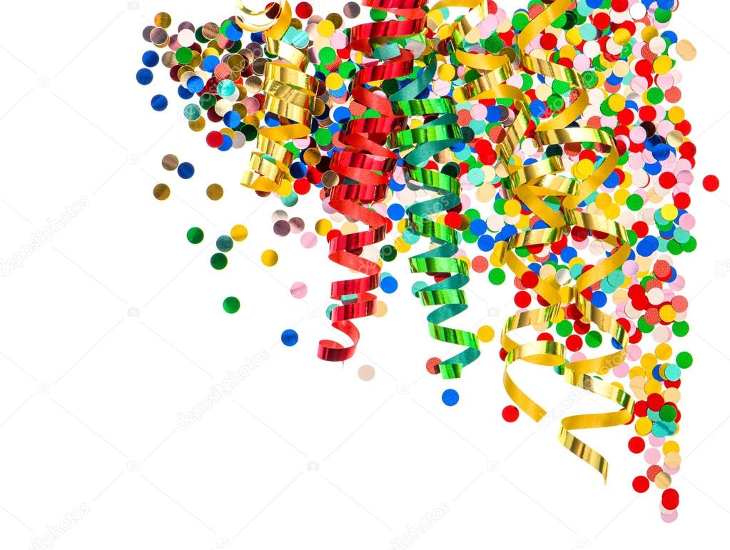 Colorful streamer and confetti. Holidays decoration Stock Photo by ...