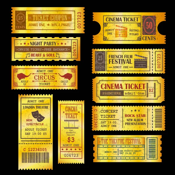 Vector Grunge Cinema tickets — Stock Vector © Fourleaflovers #48164277