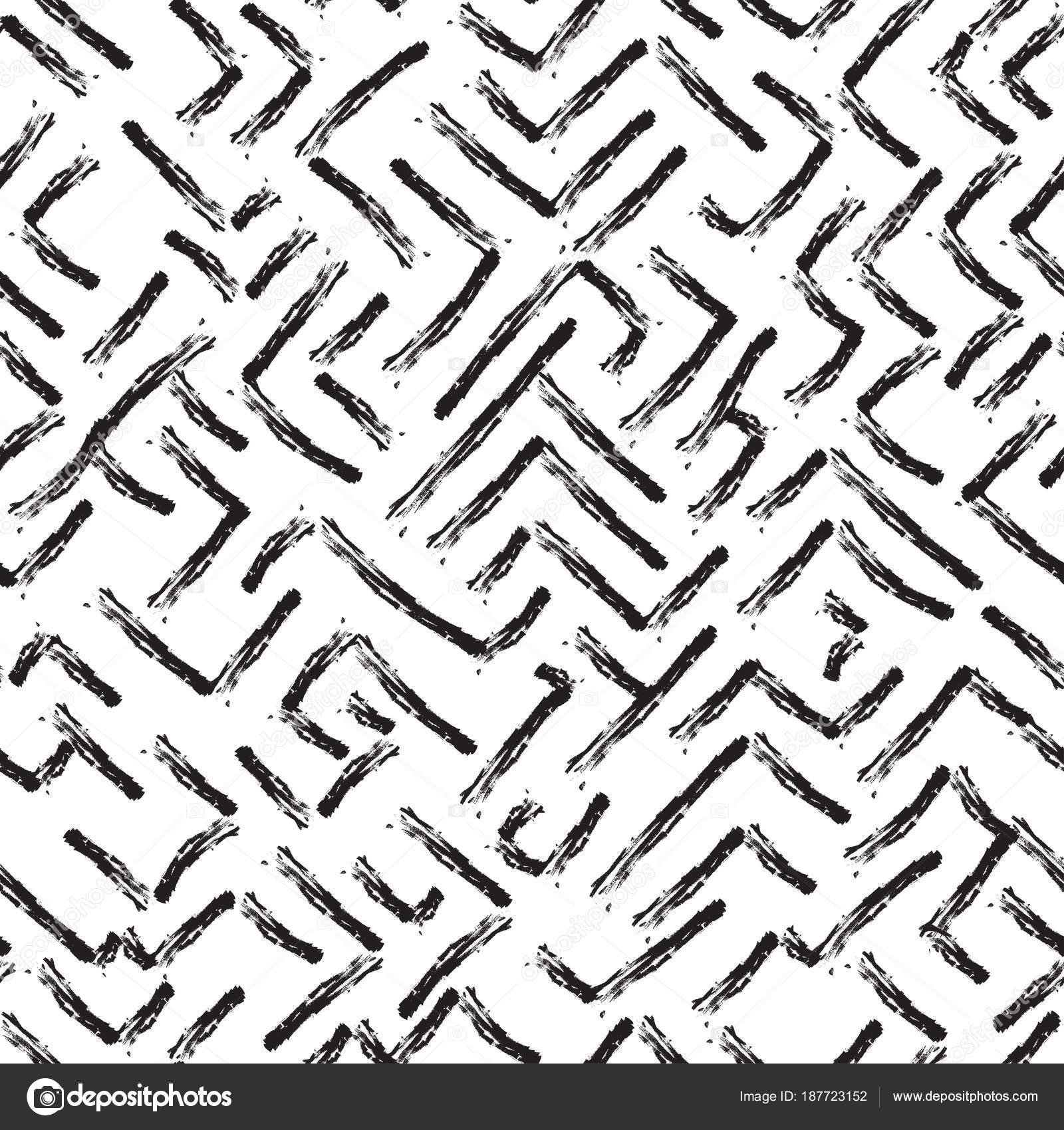 Líneas Laberinto Textura Arte Pinturado Patrón Del Vector Seamless ...