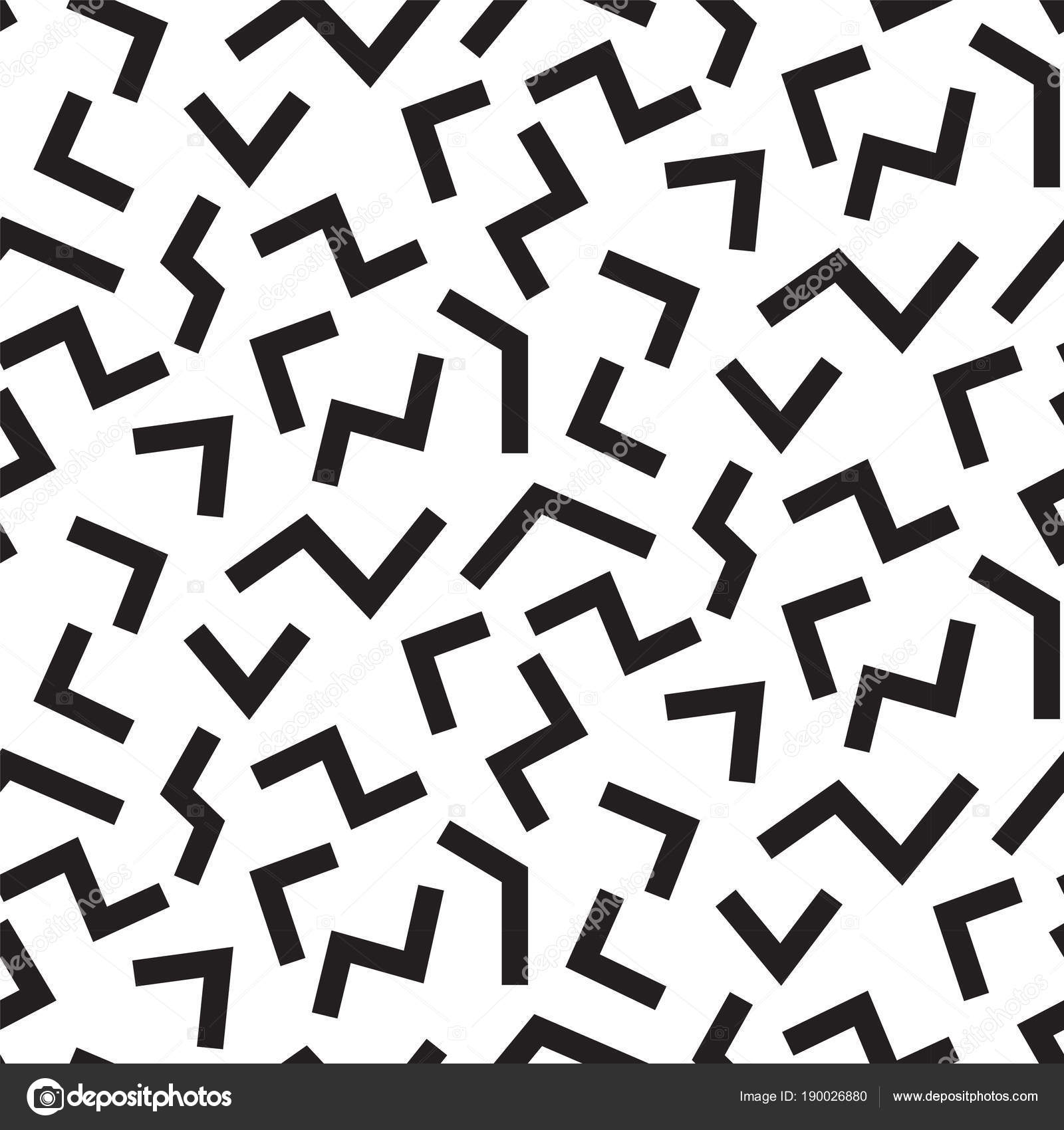 Edged Lines Memphis Style Seamless Pattern Geometric Elements 90S ...