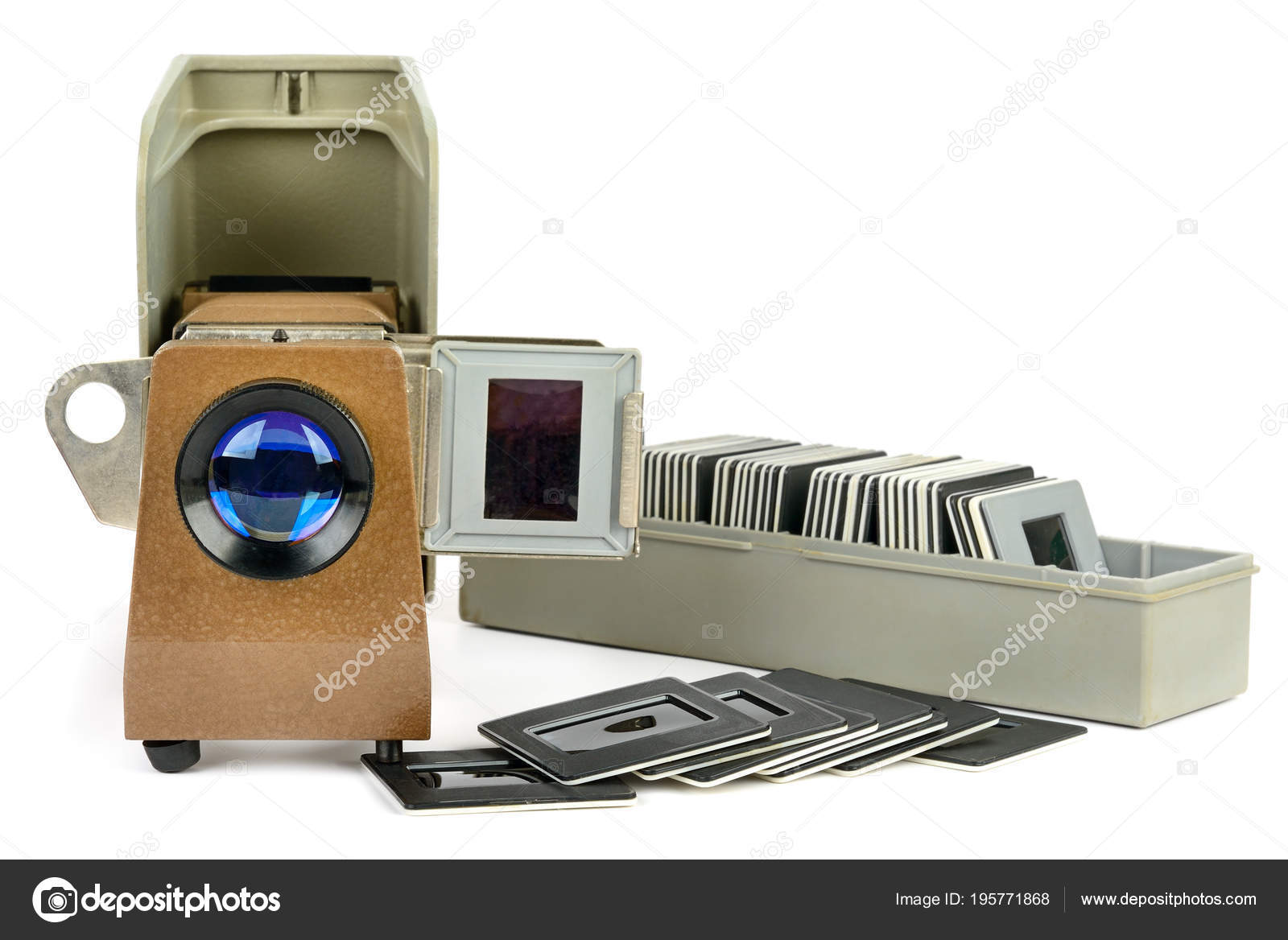 Slide Projector Slides Retro Slide Projector Slides Tray Stock Photo